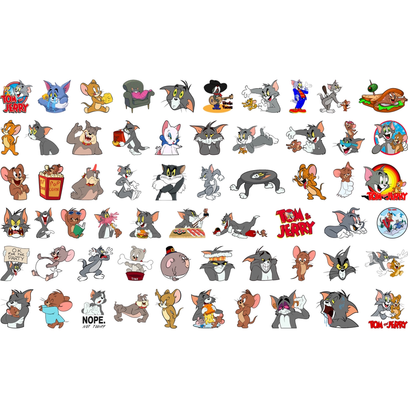 Set stickere autoadezive 50 bucati Waterproof Pvc, Tom & Jerry, 5 cm ...
