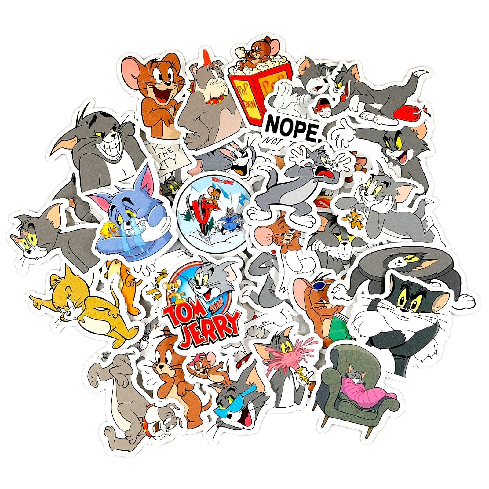 Set stickere autoadezive 50 bucati Waterproof Pvc, Tom & Jerry, 5 cm ...