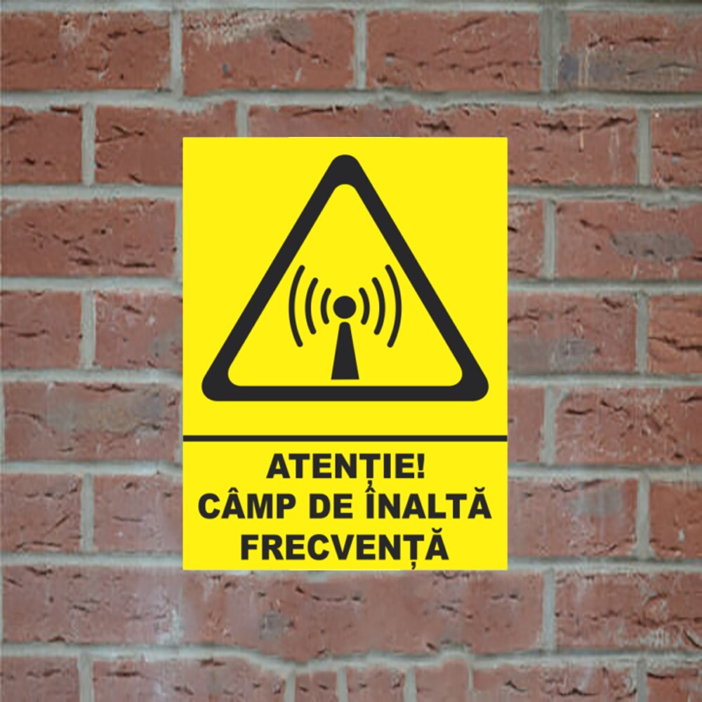 Sticker decorativ, indicator atentie camp de inalta frecventa ...