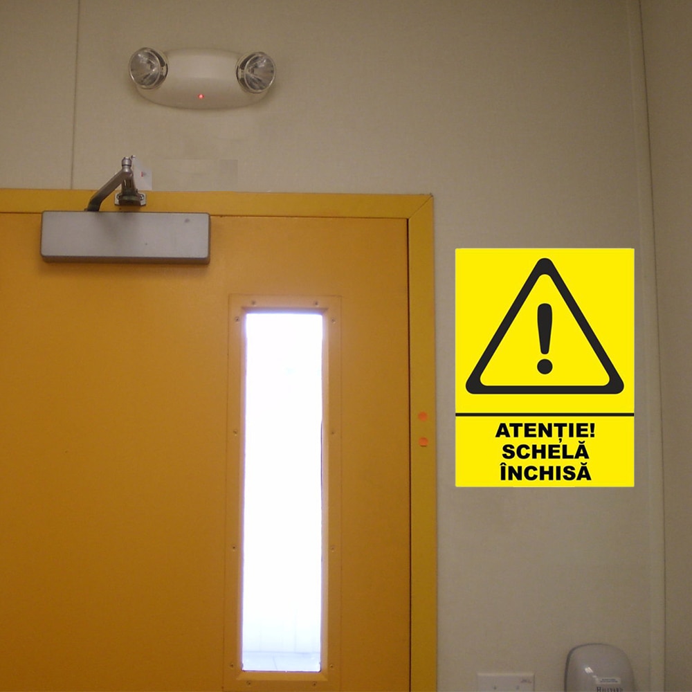 Sticker decorativ, Indicator Atentie schela inchisa, autocolant ...