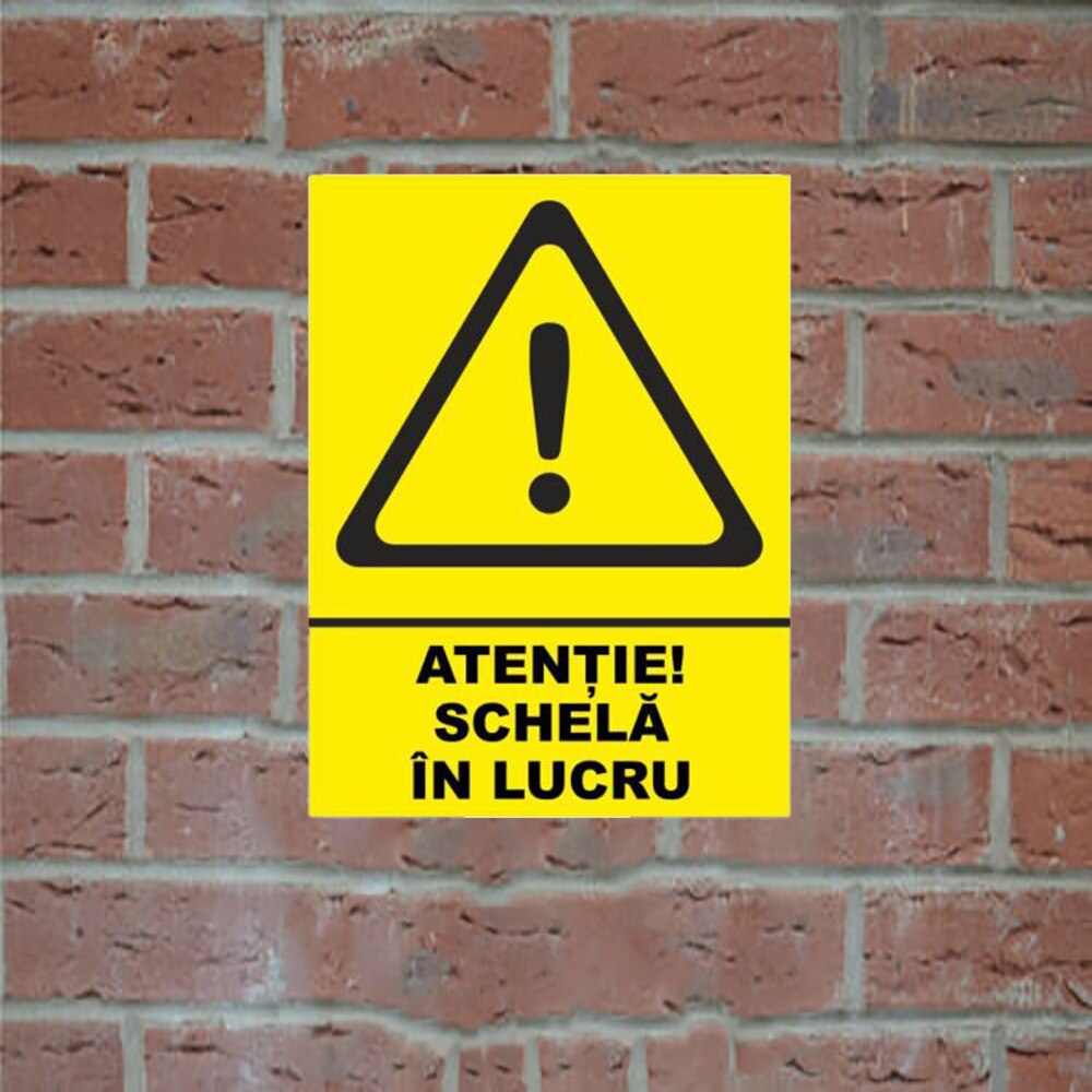 Sticker decorativ, Indicator Atentie schela in lucru, autocolant ...