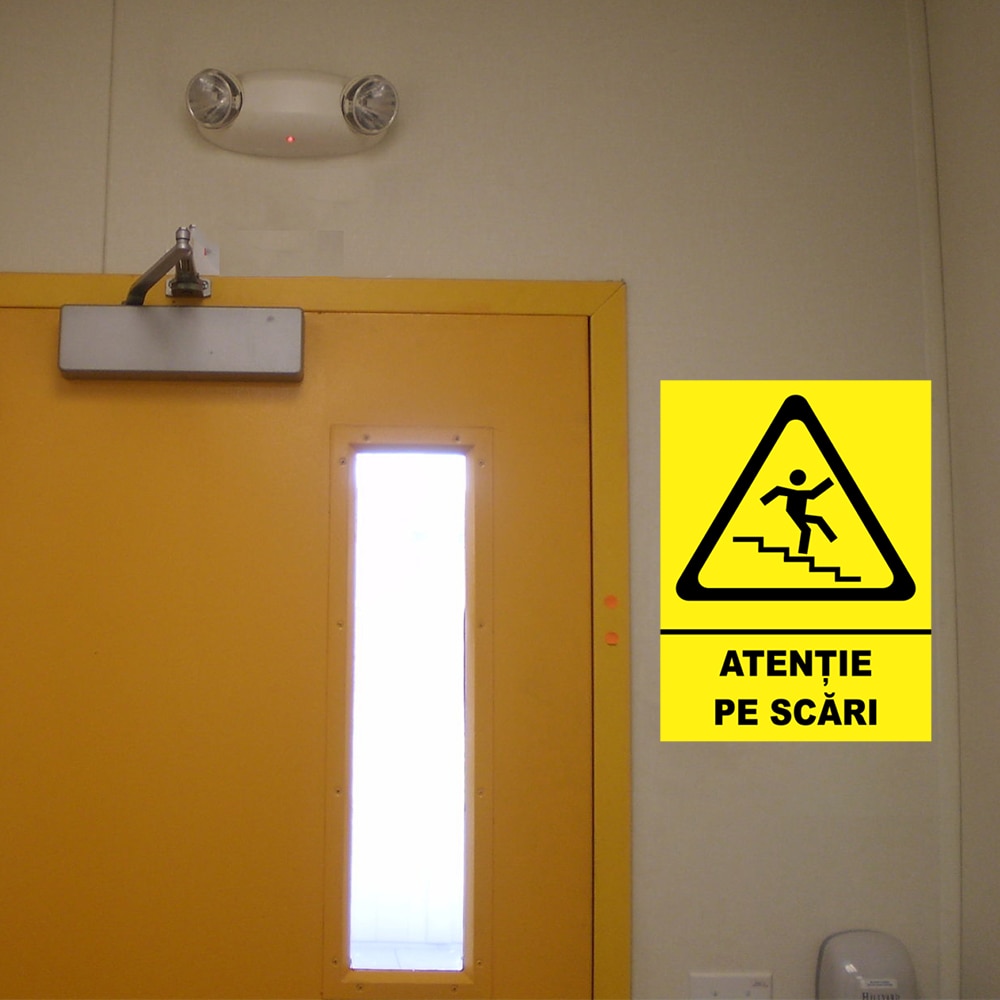 Sticker decorativ, indicator atentie pe scari, autocolant, 297x420mm A3 ...