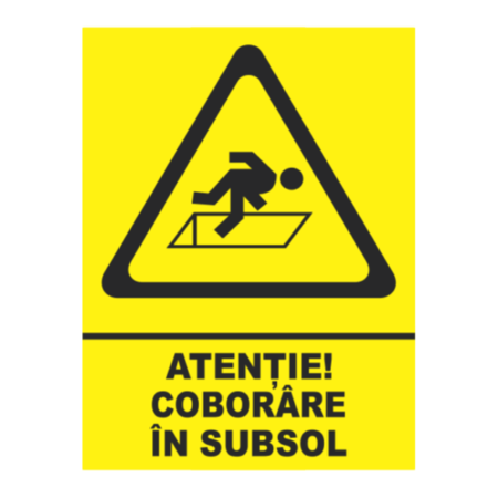 Sticker decorativ, indicator coborare in subsol, autocolant, 210x297mm ...