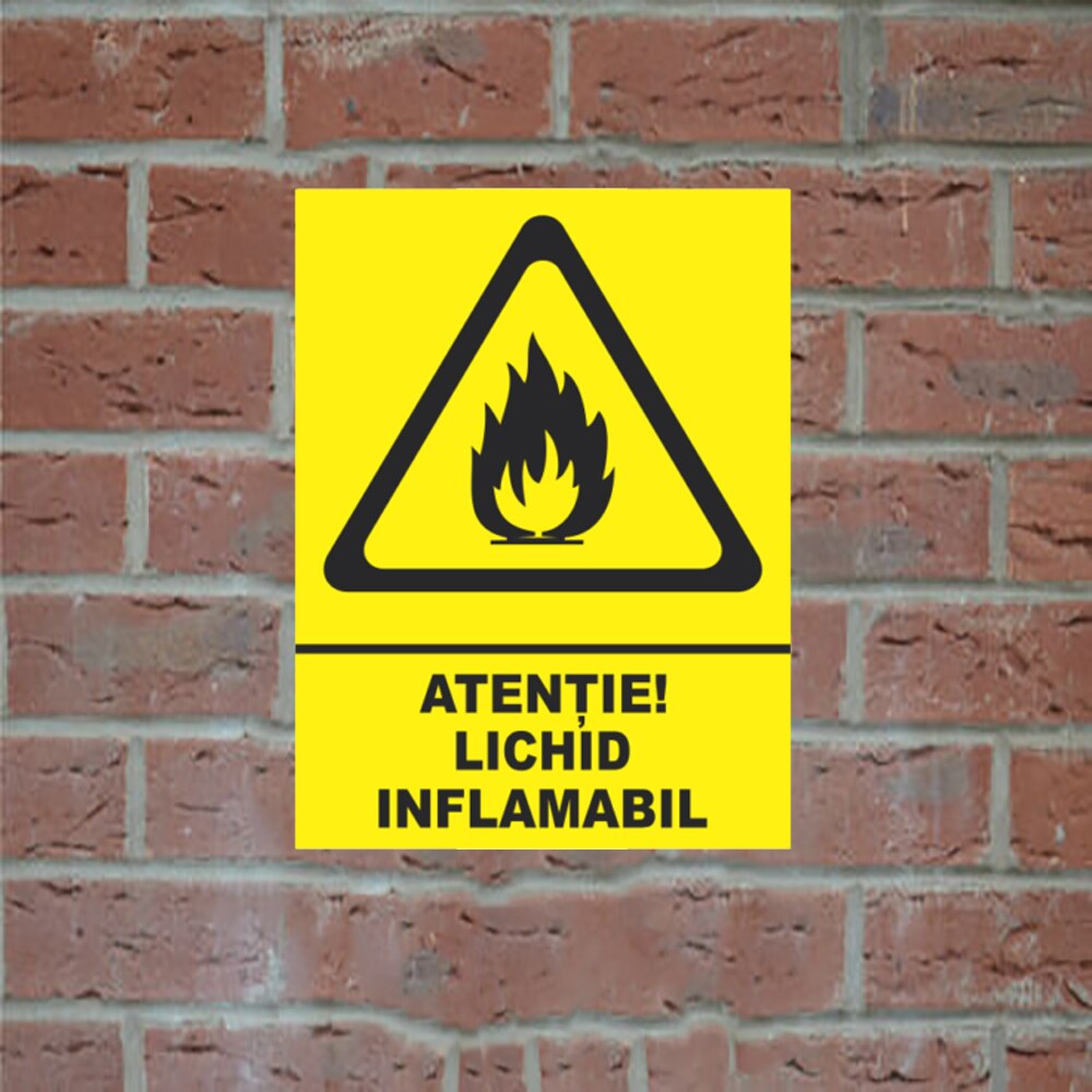 Sticker decorativ, indicator lighid inflamabil, autocolant, 148x210mm ...