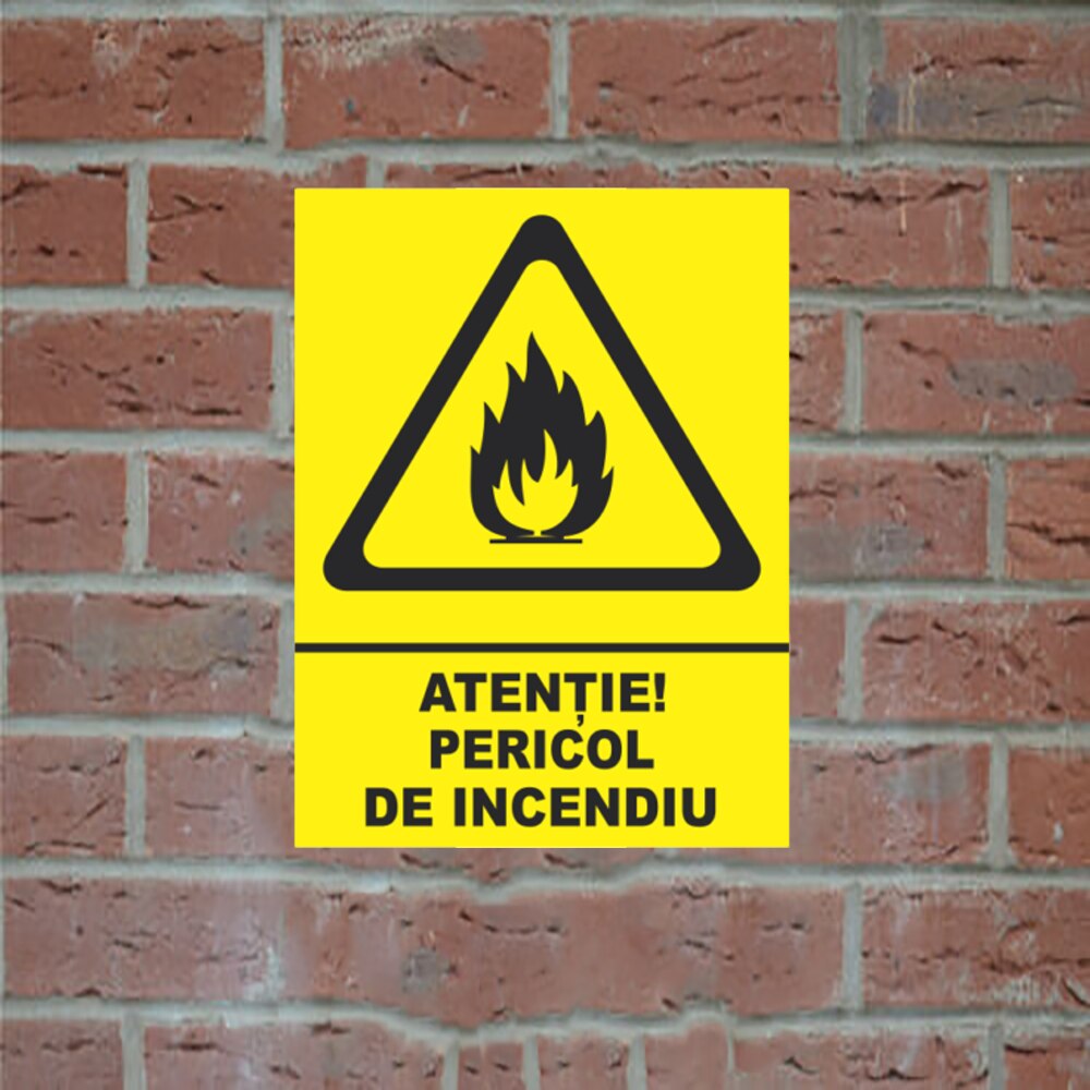 Sticker decorativ, indicator pericol de incendiu, autocolant, 210x297mm ...