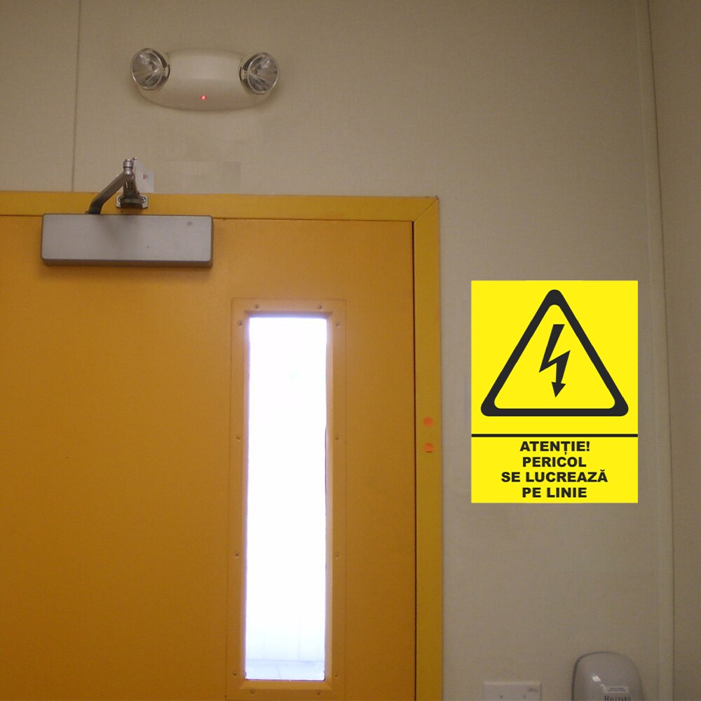 Sticker decorativ, indicator pericol se lucreaza la linie, autocolant ...