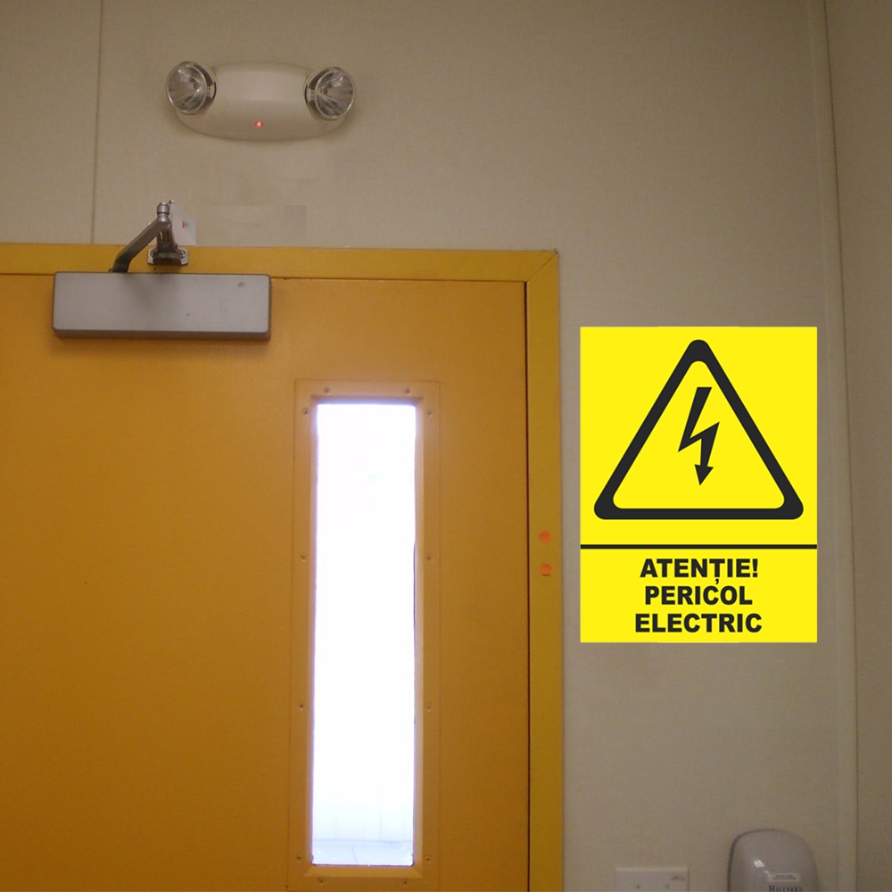 Sticker decorativ, indicator pericol electric, autocolant, 297x420mm A3 ...