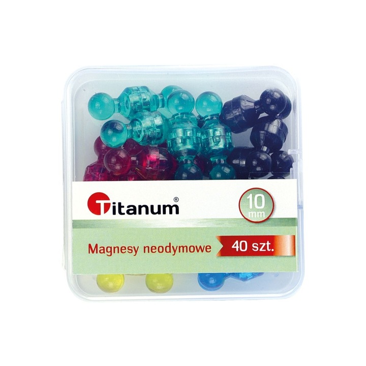 Set 40 magneti whiteboard, Titanum, Plastic/Neodim, 10 mm, Multicolor ...