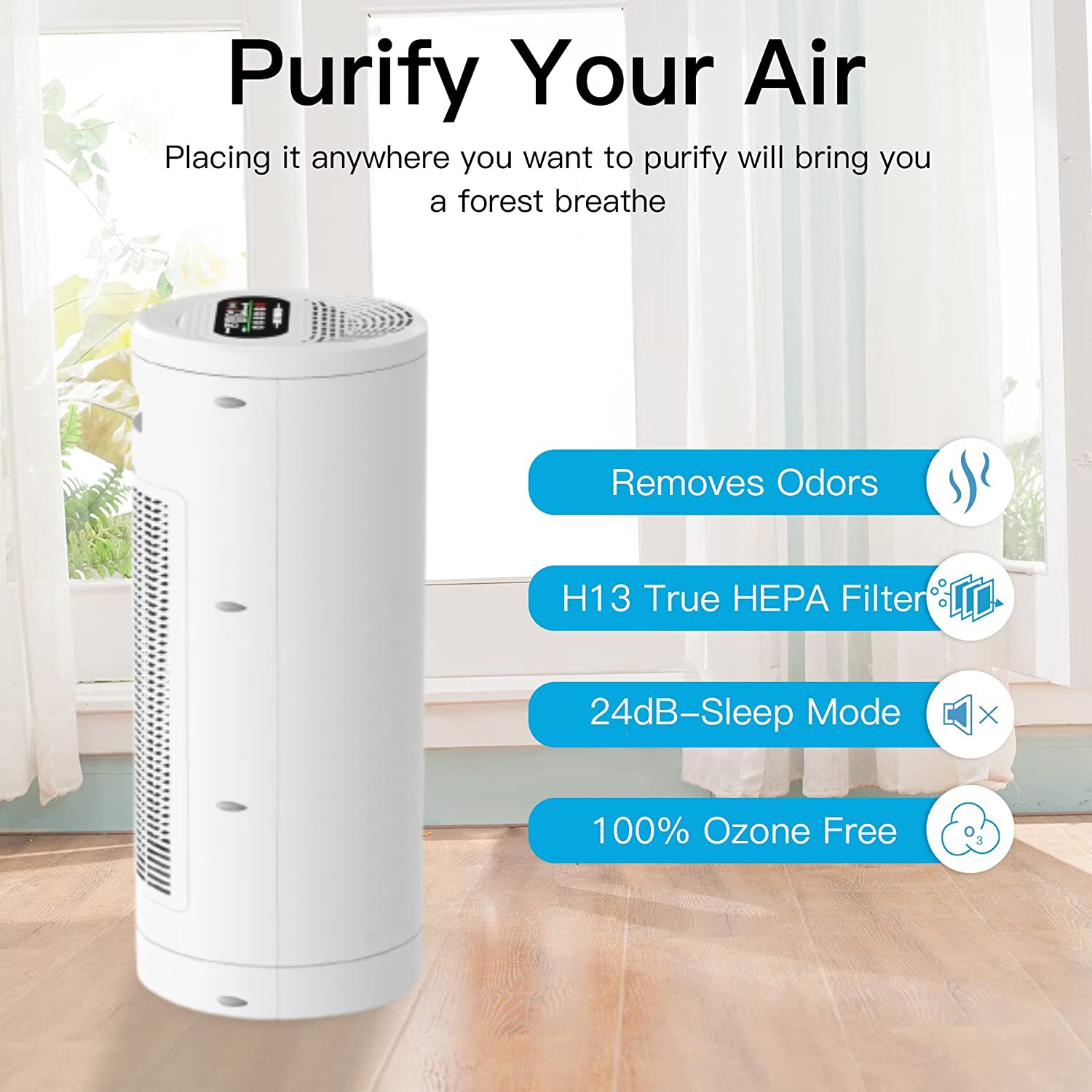 Purificator de aer, Senzor calitate aer, Dezinfectare UV, Timer, Filtru ...