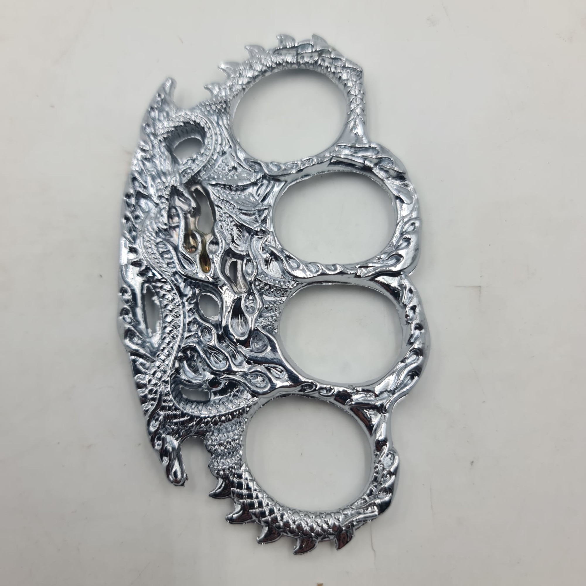 Pumnal Tip Box, Autoaparare, Model Dragon in Flacari, Argintiu, Dalimag ...