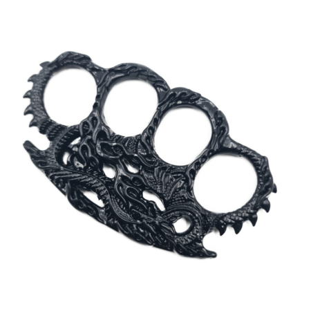 Pumnal Tip Box, Autoaparare, Model Dragon in Flacari, Negru, Dalimag ...