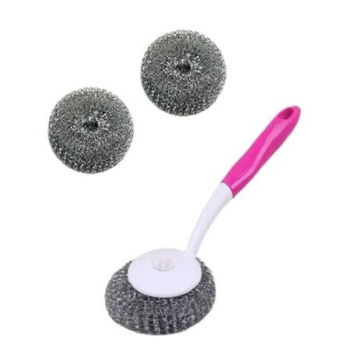 Spalator metalic cu sarma din inox si maner de plastic, 2 rezerve ...