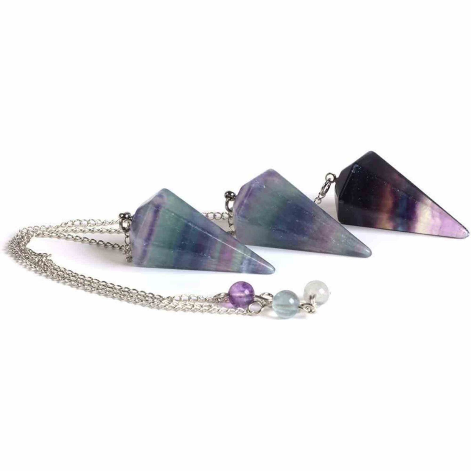 Pendul radiestezie Fluorit violet si saculet satin de catifea - Pentru ...