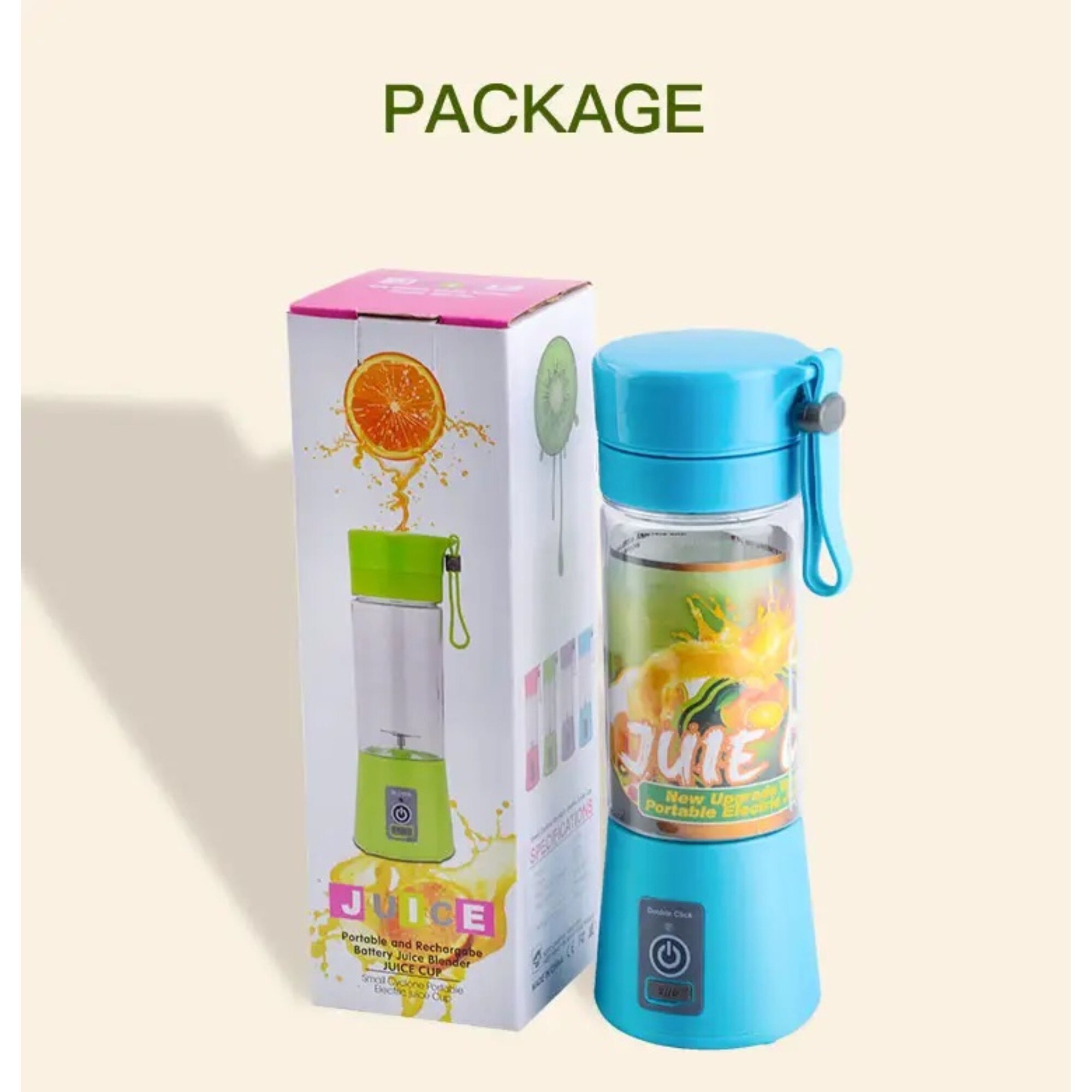 Mini blender electric portabil cu 6 lame 3D, incarcare prin USB, pentru prepararea de sucuri ...