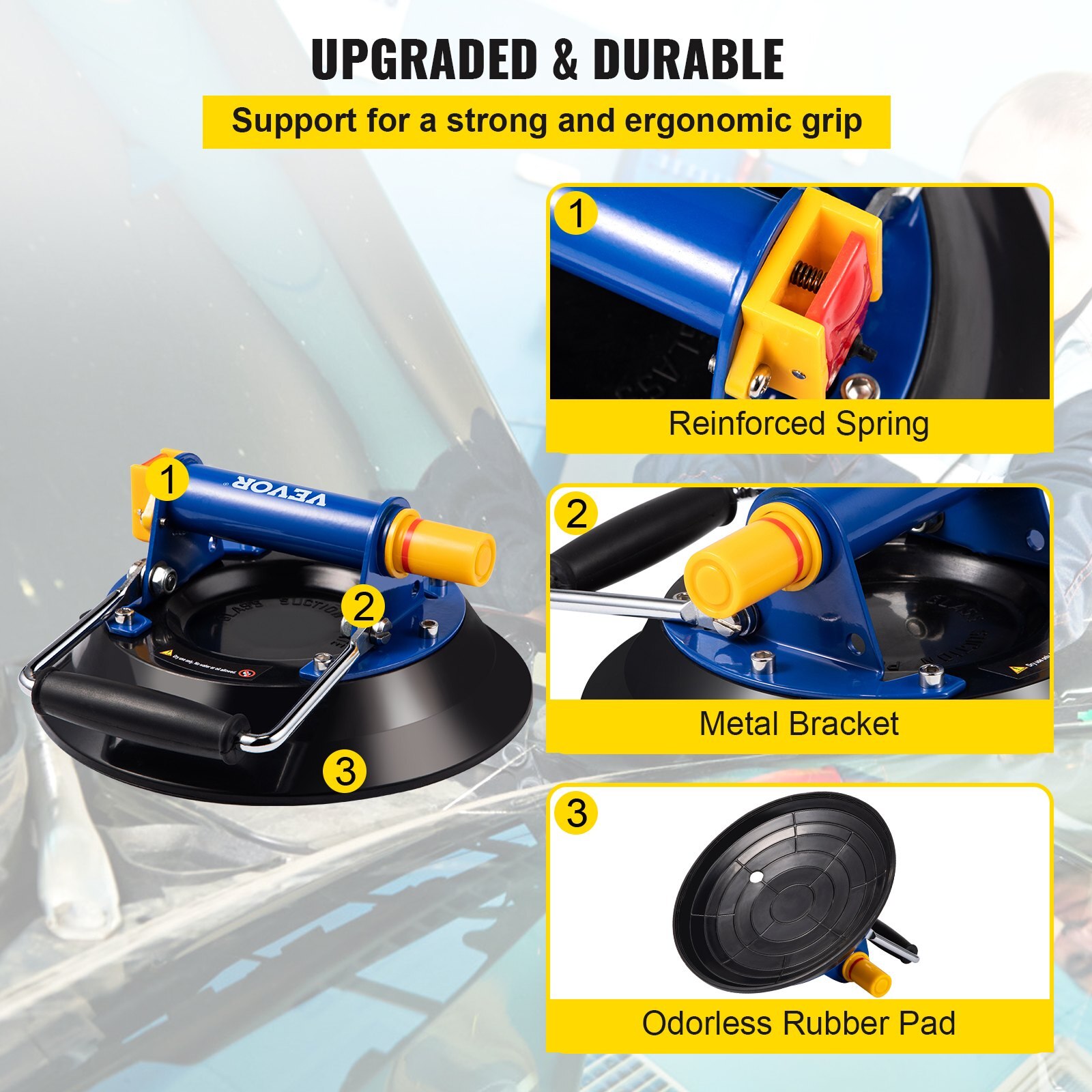 Ventuza cu vid, VEVOR, 8inch, Capacitate incarcare 150kg, Negru - eMAG.ro