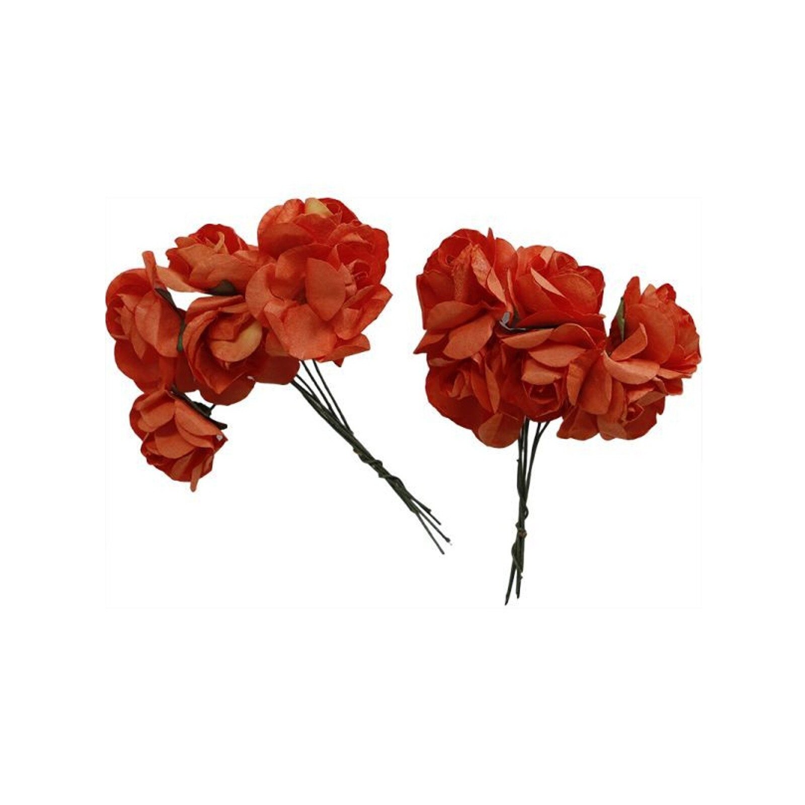 Комплект от 12 хартиени рози на тел, Титан, 25x15 мм, Червени/Черни ...