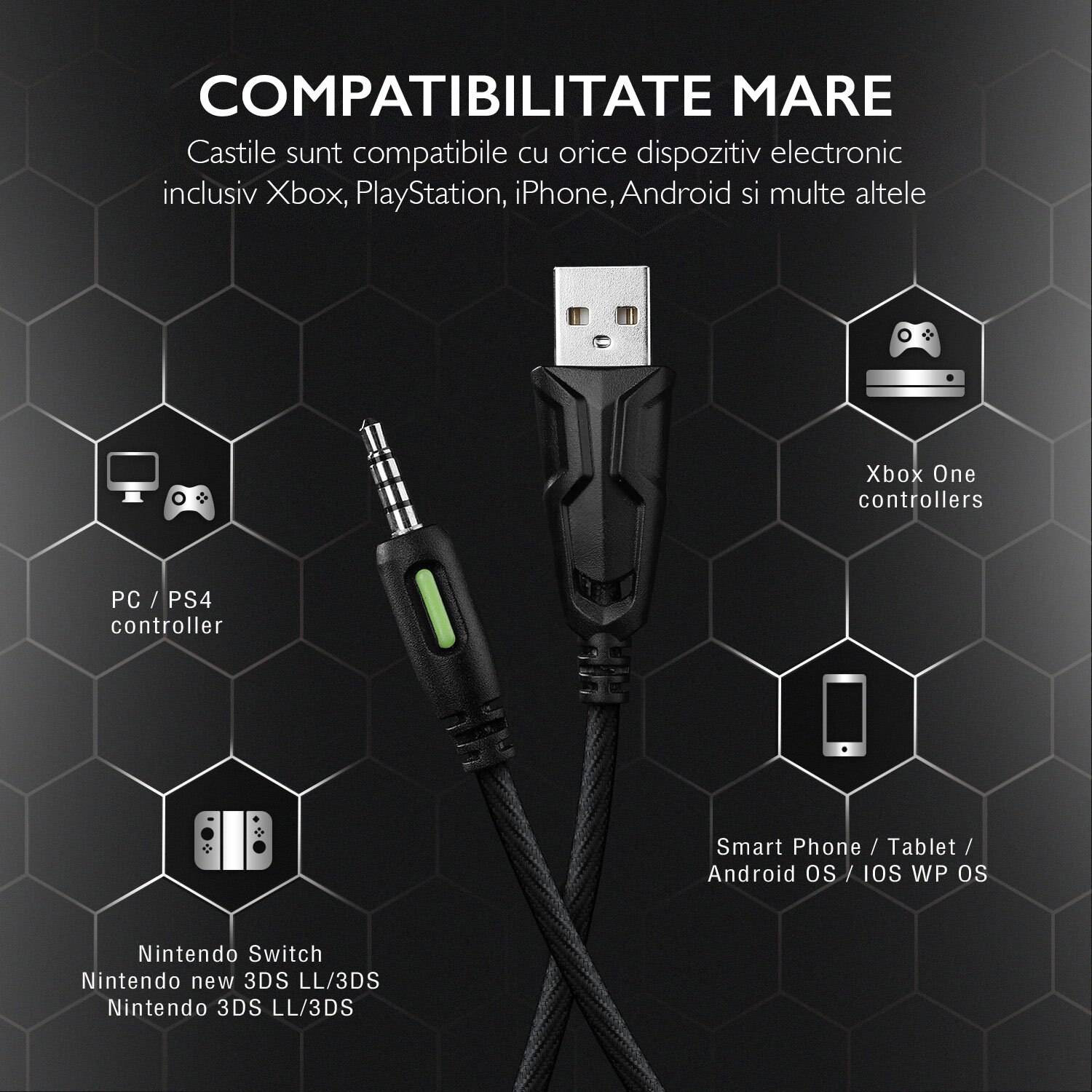 Casti gaming profesionale Runmus® K2Pro, cu microfon, 7.1 surround HD ...