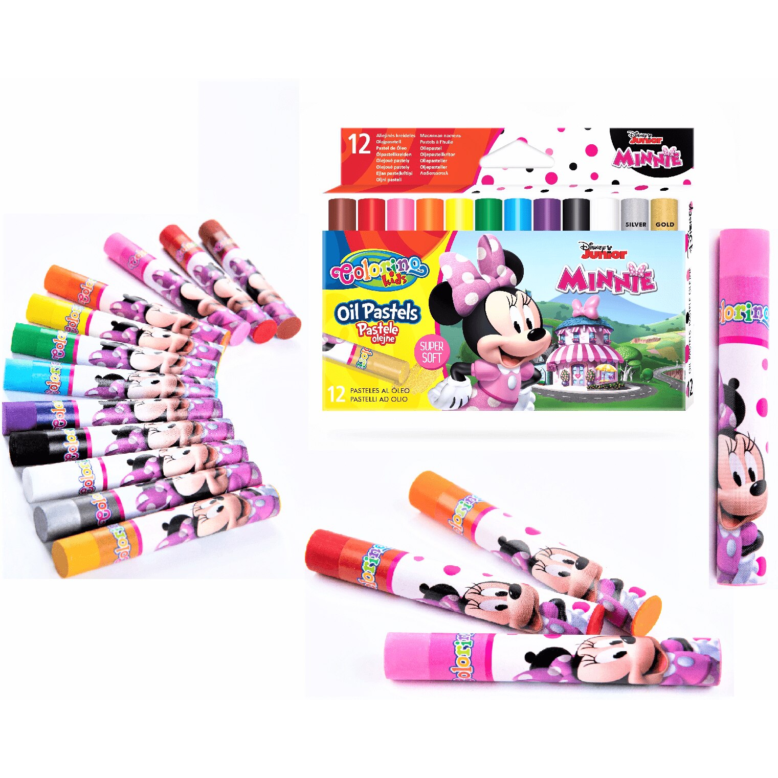 Set 12 pasteluri in ulei, Colorino Kids, Model cu Minnie, Multicolor ...