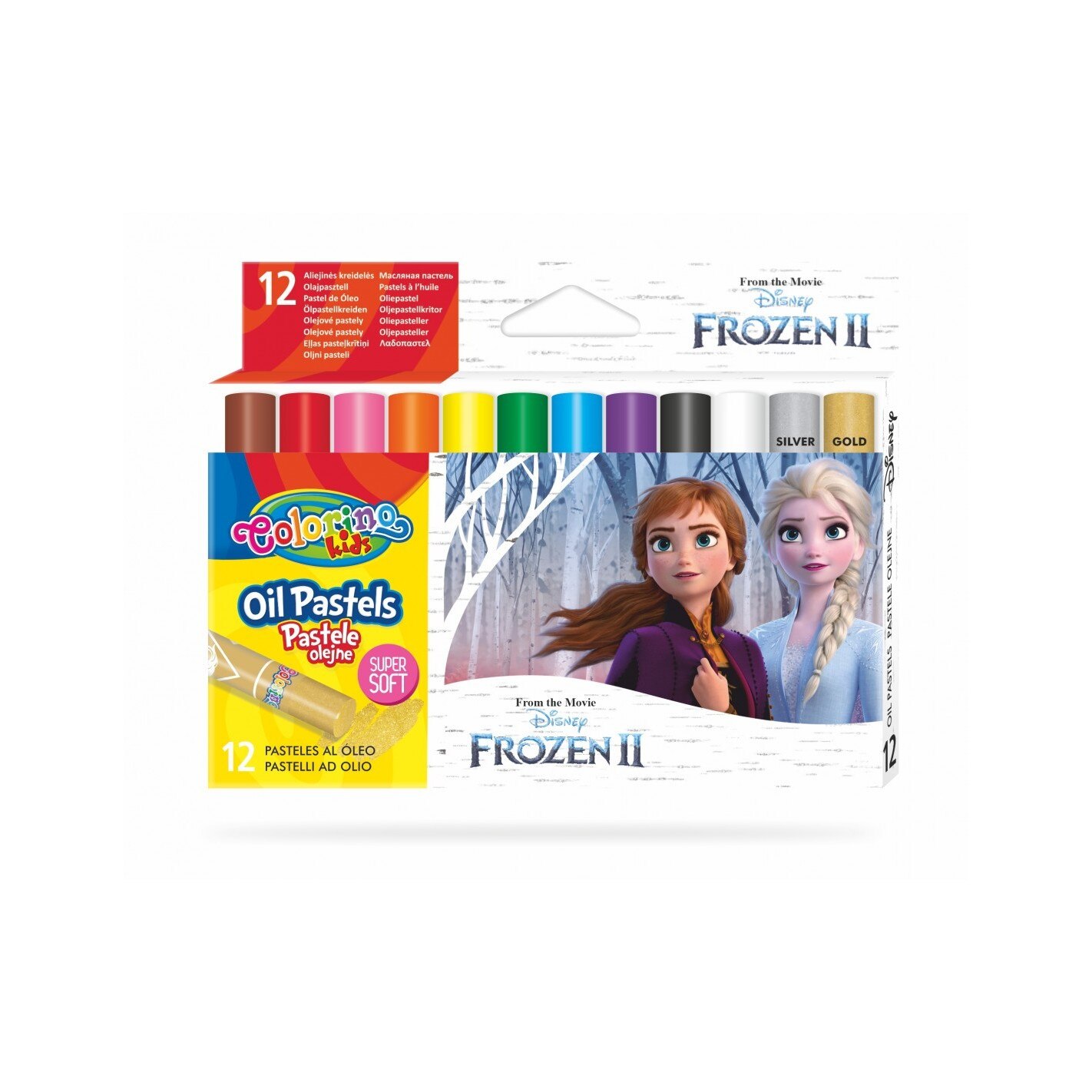 Set 12 pasteluri in ulei, Colorino Kids, Model cu Frozen, Multicolor ...