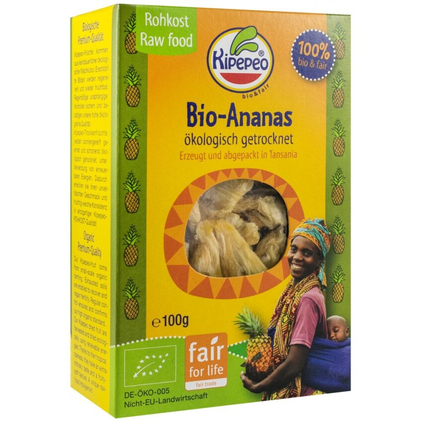 Ananas bio, bucati uscate, 100 g Kipepeo - eMAG.ro