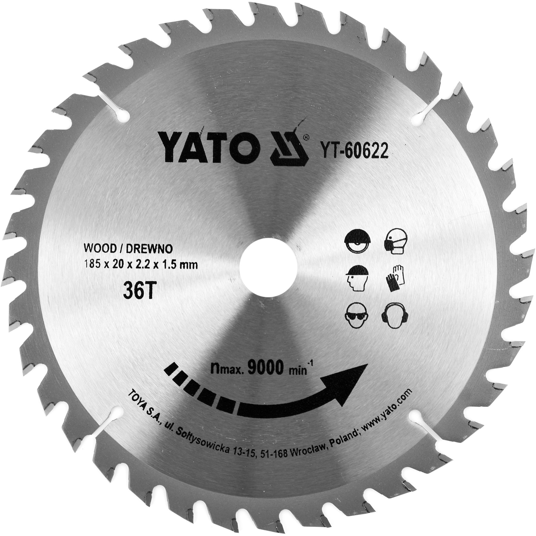 Disc circular pentru taiat lemn, Yato, 185X36TX20mm - eMAG.ro