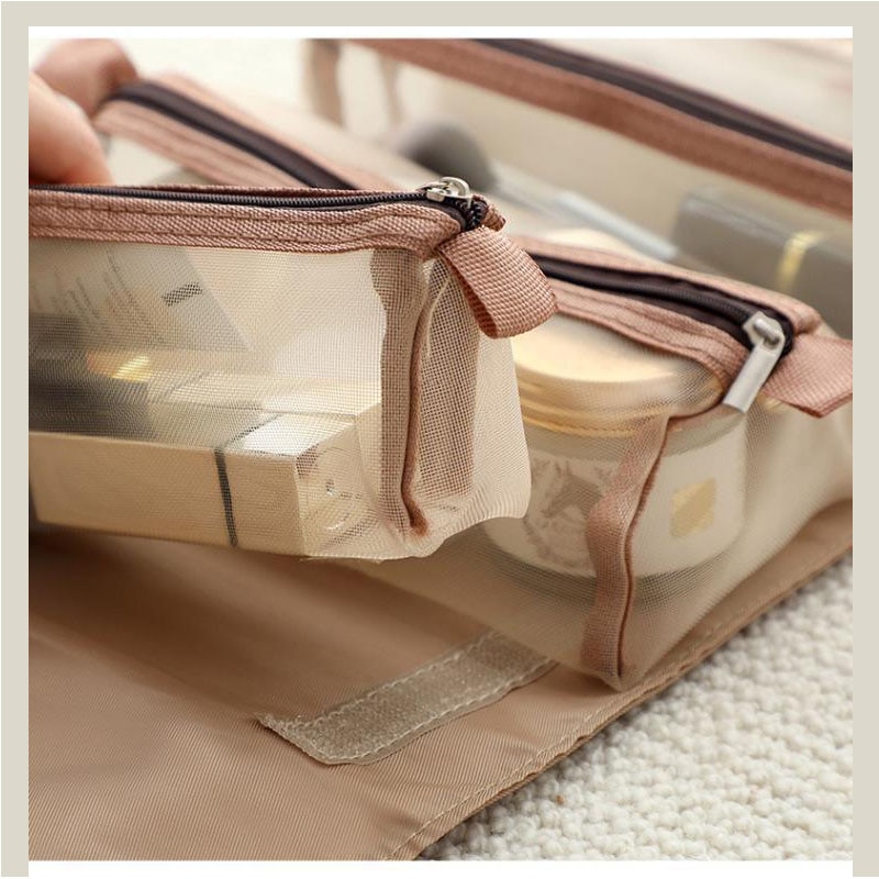 Geanta pentru cosmetice, Pliabila, Poliester, Crem - eMAG.ro