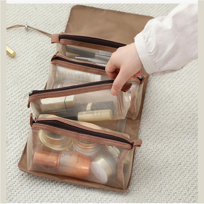 Geanta pentru cosmetice, Pliabila, Poliester, Crem - eMAG.ro