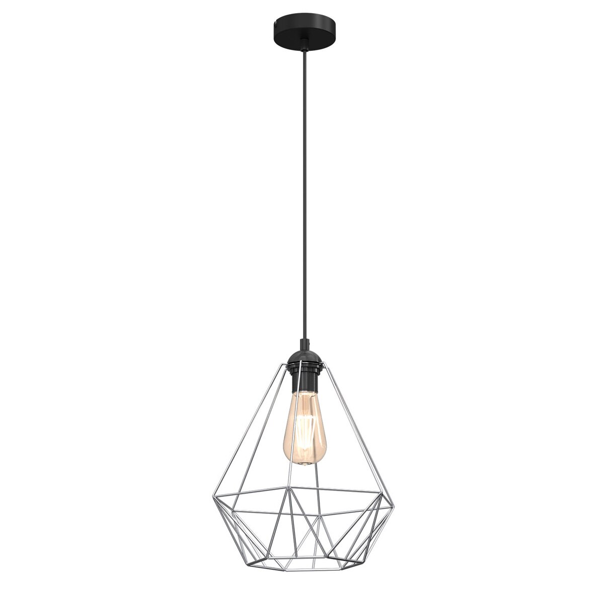 Pendul de iluminat, Luminex, Metal, Soclu E27, Negru/Argintiu - eMAG.ro