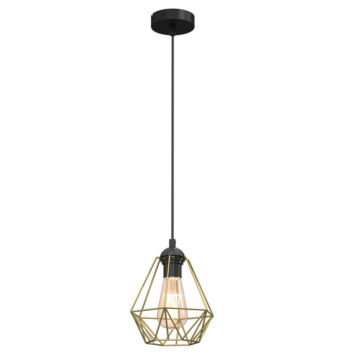 Pendul de iluminat, Luminex, Metal, Soclu E27, Negru/Auriu - eMAG.ro