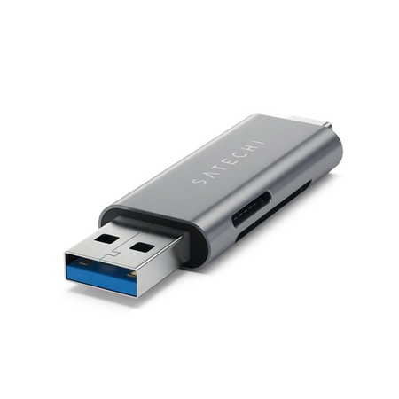 Cititor de carduri, SATECHI, USB 3.0, Aluminiu, Gri inchis - eMAG.ro