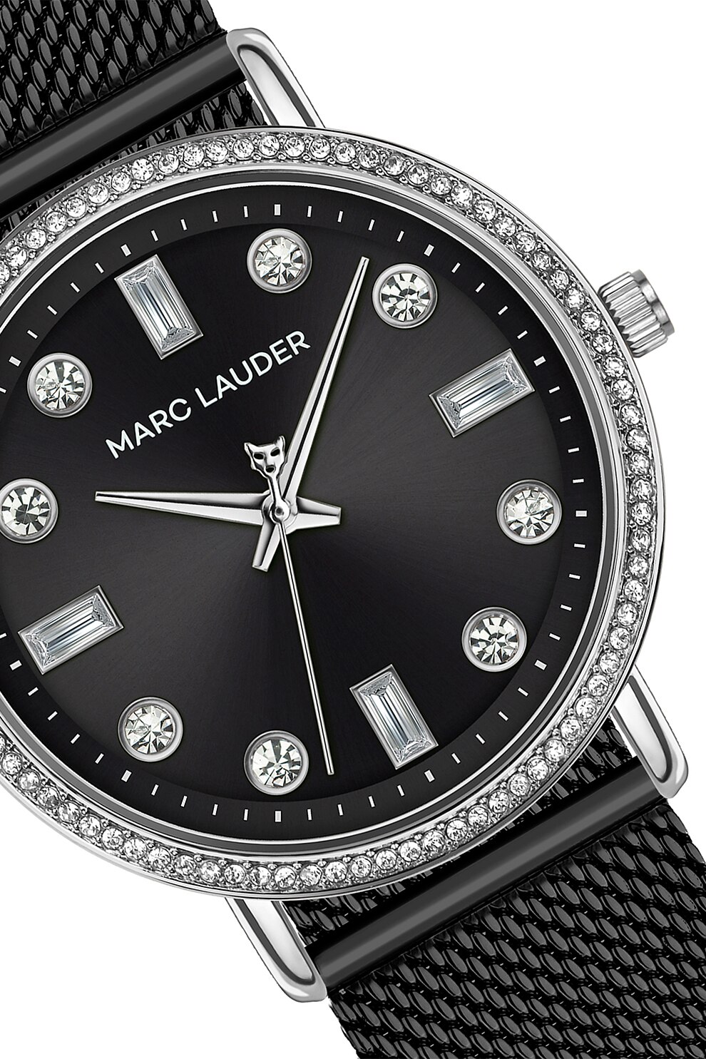 Marc Lauder, Ceas quartz cu cadran cu cristale, Argintiu, Negru - eMAG.ro