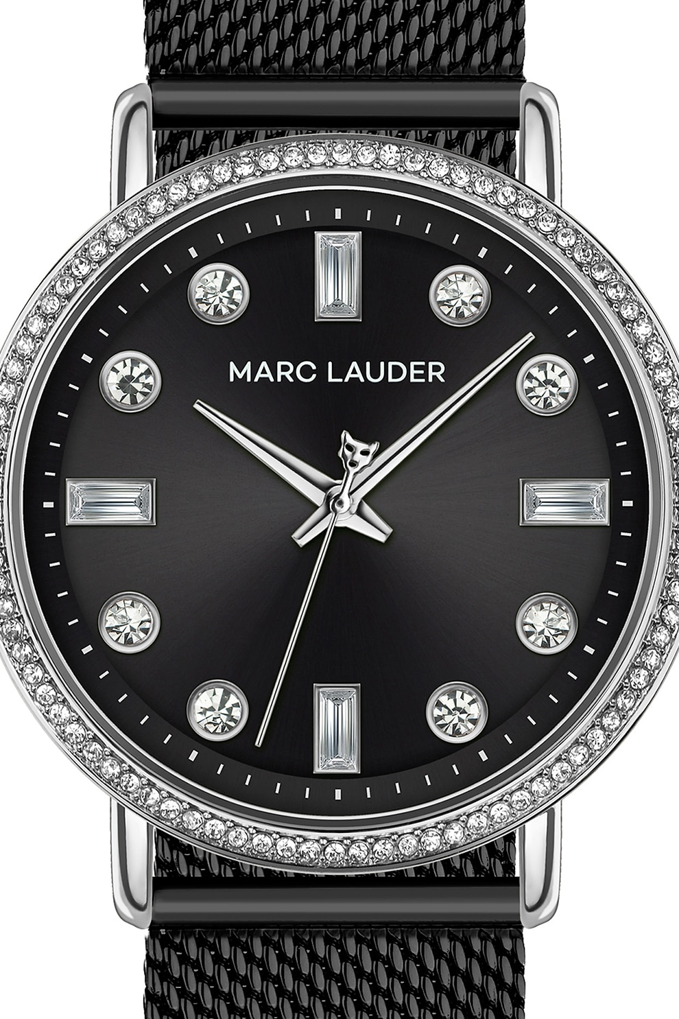 Marc Lauder, Ceas quartz cu cadran cu cristale, Argintiu, Negru - eMAG.ro