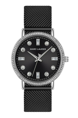 Marc Lauder, Ceas quartz cu cadran cu cristale, Argintiu, Negru - eMAG.ro