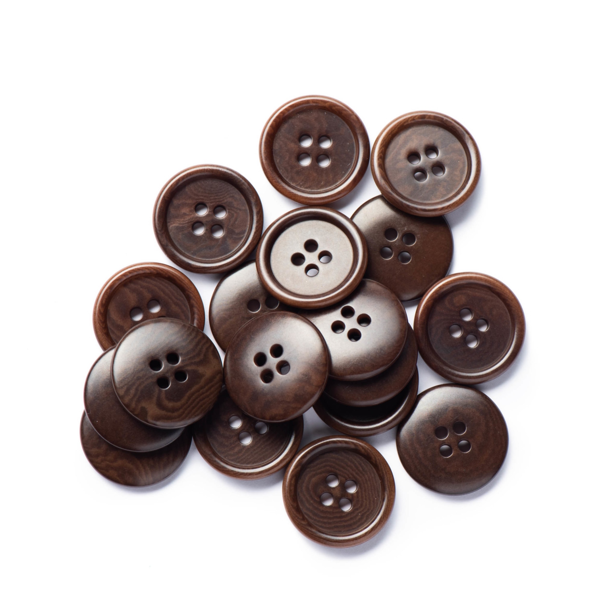 Set 10 nasturi din poliester imitatie corozo cu finisaj mat, maro, 20 ...
