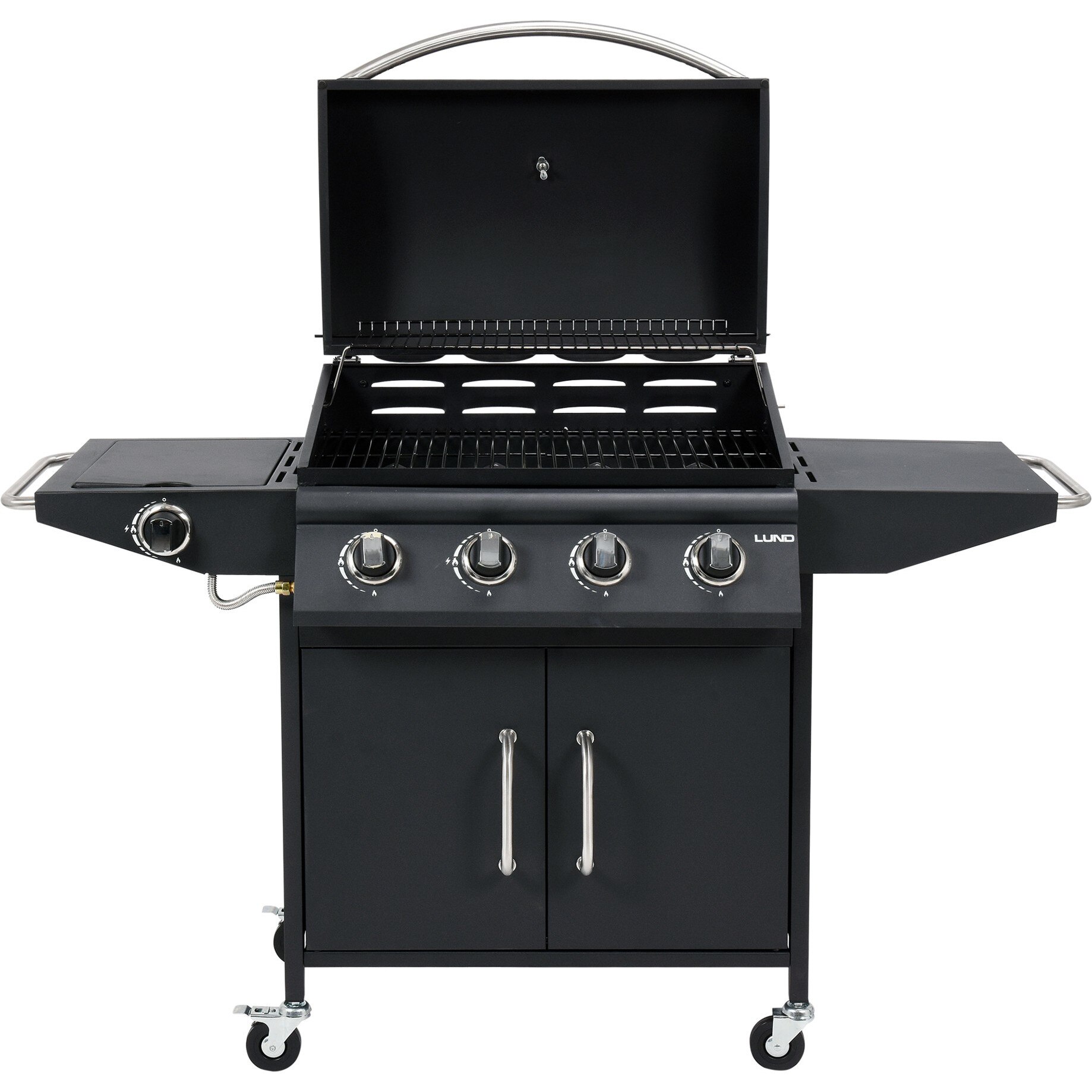 Gratar de gradina, Lund, Pe gaz, 4 Arzatoare, Metal, Negru - eMAG.ro