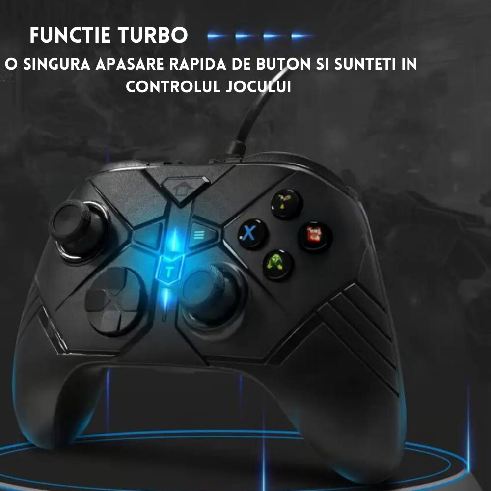 Controller wirelles, 2.4G Gamepad Joystick cu vibratii duale, Doua ...