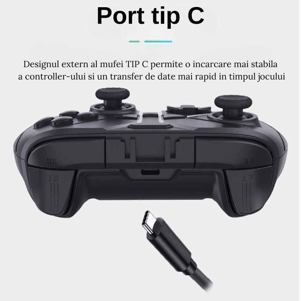 Controller wirelles, 2.4G Gamepad Joystick cu vibratii duale, Doua ...