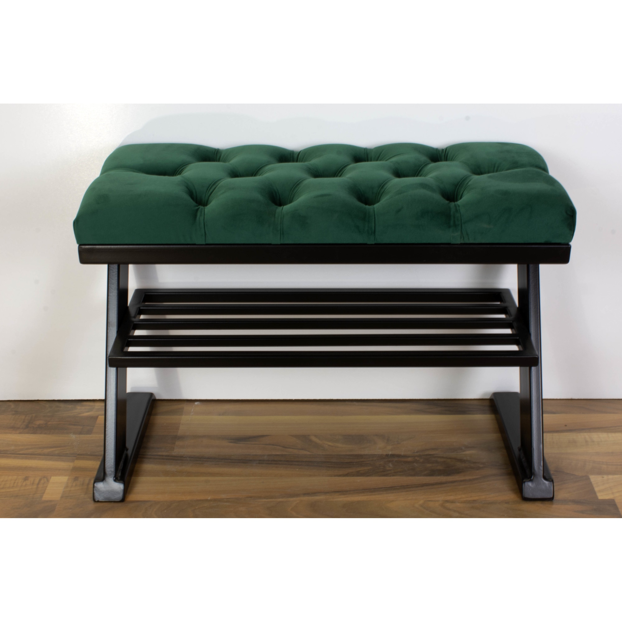 Pantofar tip bancuta tapitata, 70x32x46 cm, cadru metalic Z negru ...