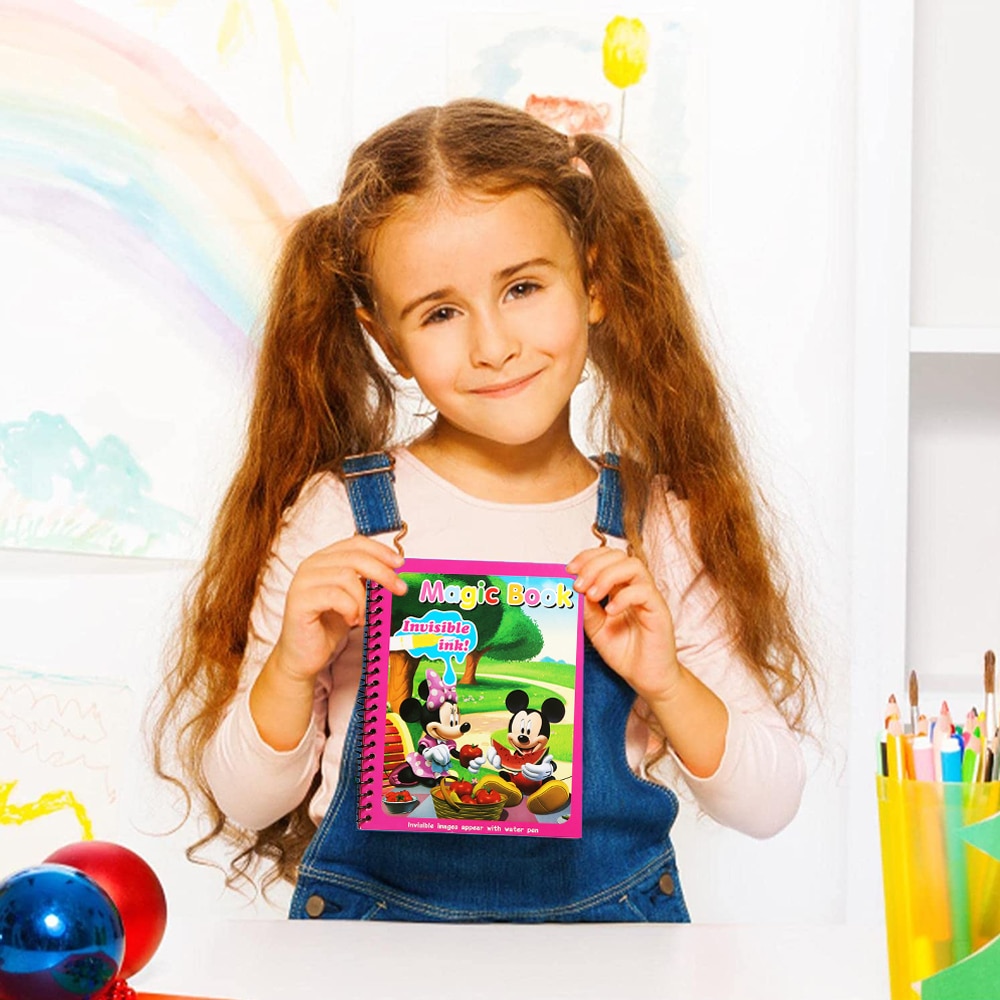 Carte de colorat cu apa Magic Book, Reutilizabila, plina de culori ...