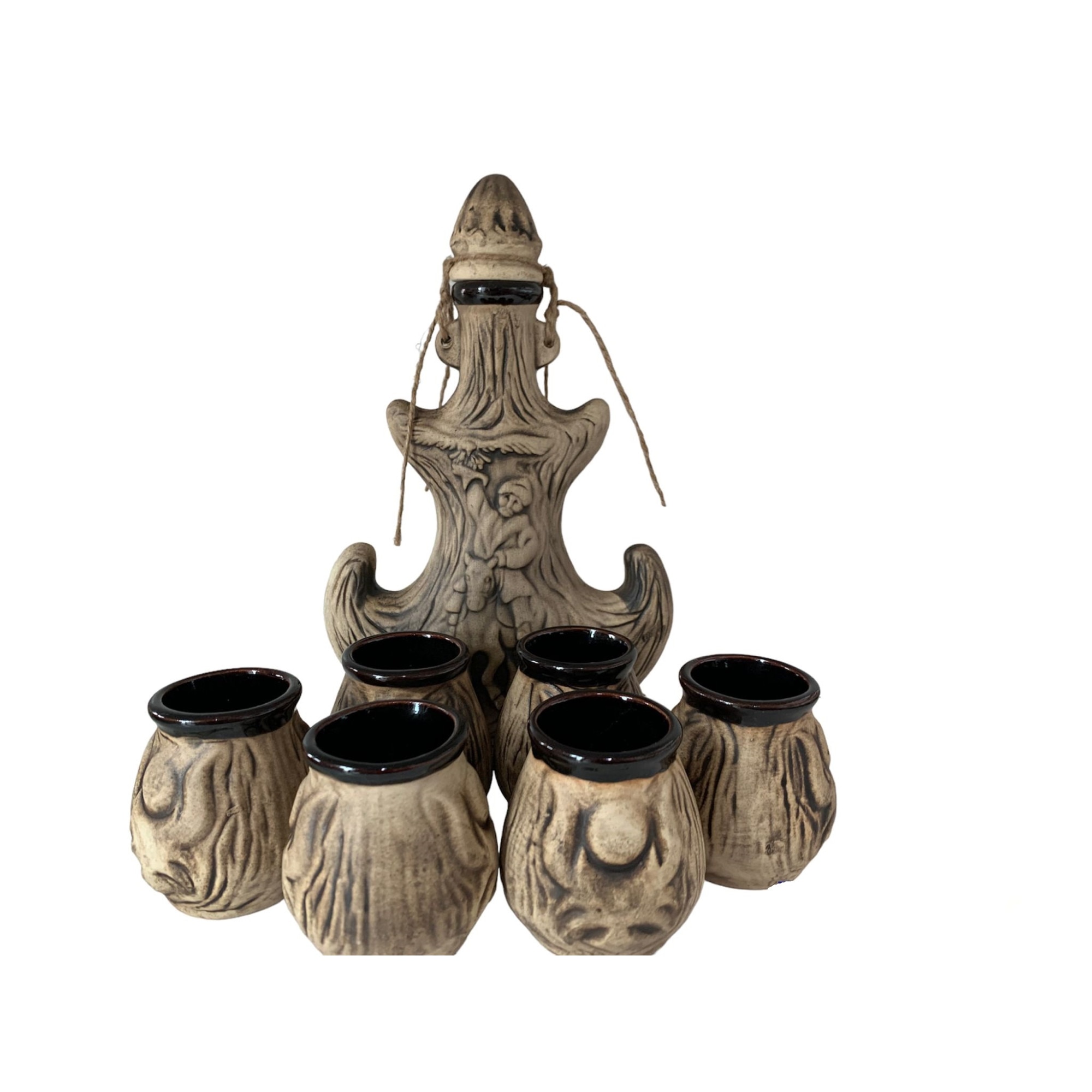Set pentru tuica, 1 sticla si 6 pahare, ceramica, 0.8L/100 mlx6 - eMAG.ro