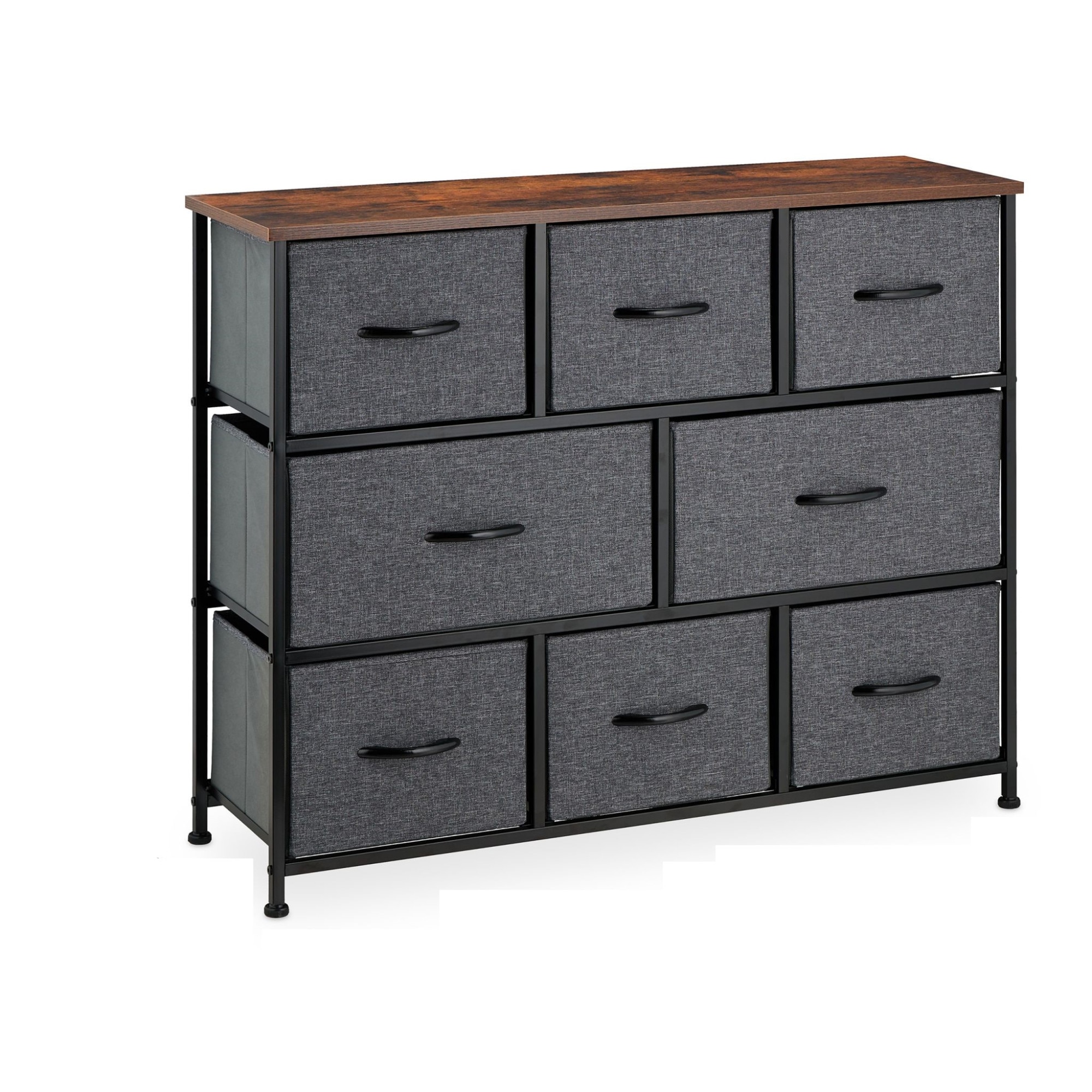 Comoda cu 8 sertare textile, din metal si tesatura, 78,5x100x30 cm, gri ...