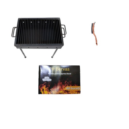 Set camping, gratar 40 x 30, perie sarma cu racleta pentru gratar ...