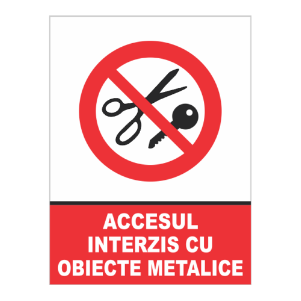 Sticker decorativ, indicator accesul interzis cu obiecte metalice ...