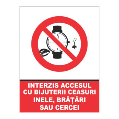 Sticker decorativ, indicator interzis accesul cu bujuterii, autocolant ...