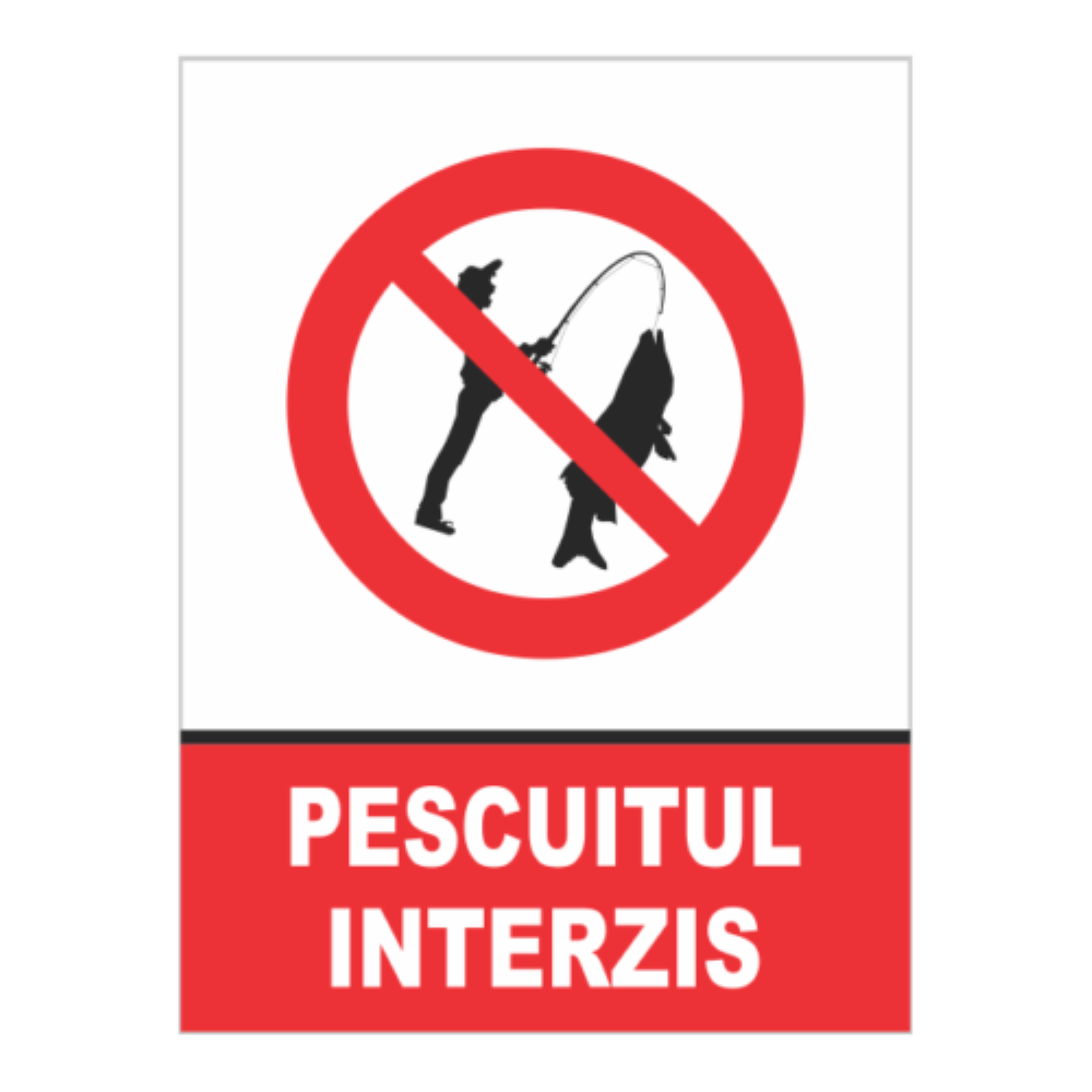 Sticker decorativ, indicator pescuitul interzis, autocolant, 594x841mm ...