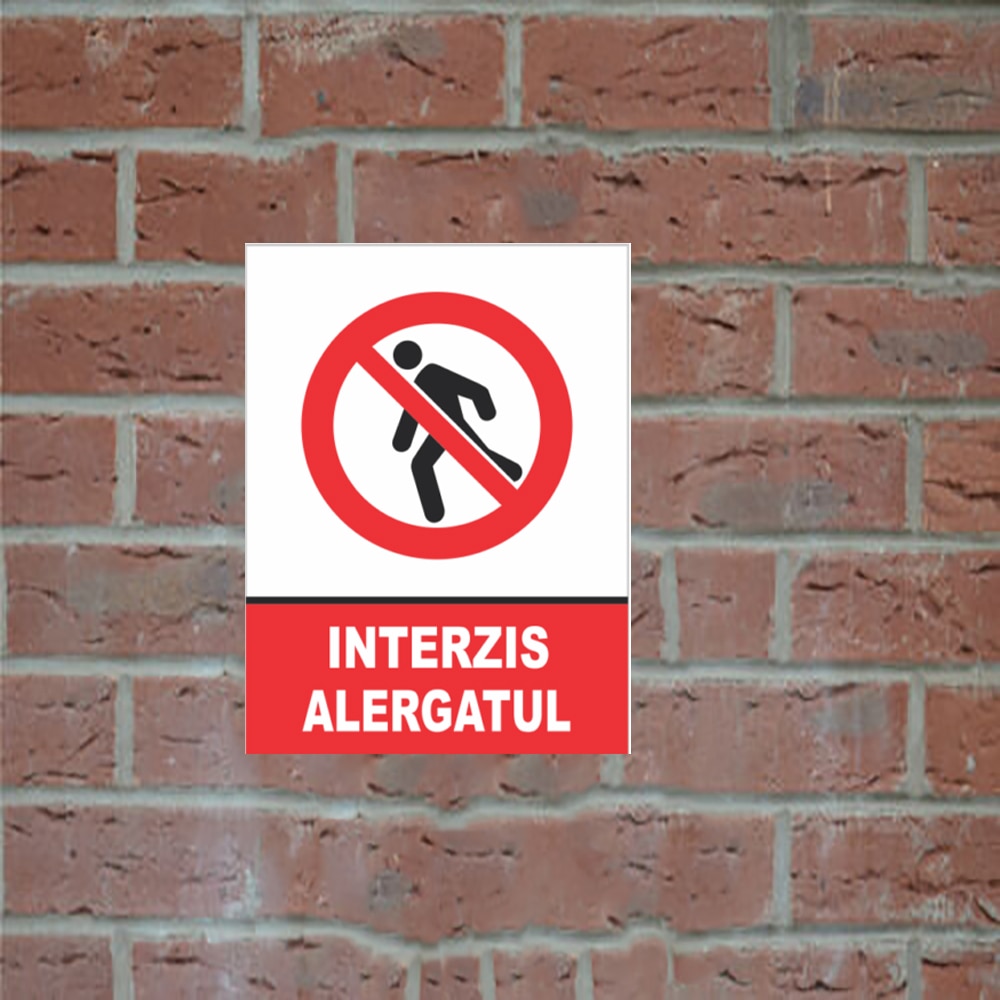 Sticker decorativ, indicator interzis alergatul, autocolant, 210x297mm ...