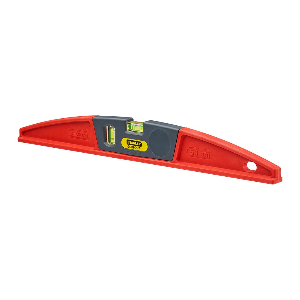 Nivela cu bula de aer, Stanley, Anti-soc, 50 cm, 1mm/m, Rosu/Gri - eMAG.ro