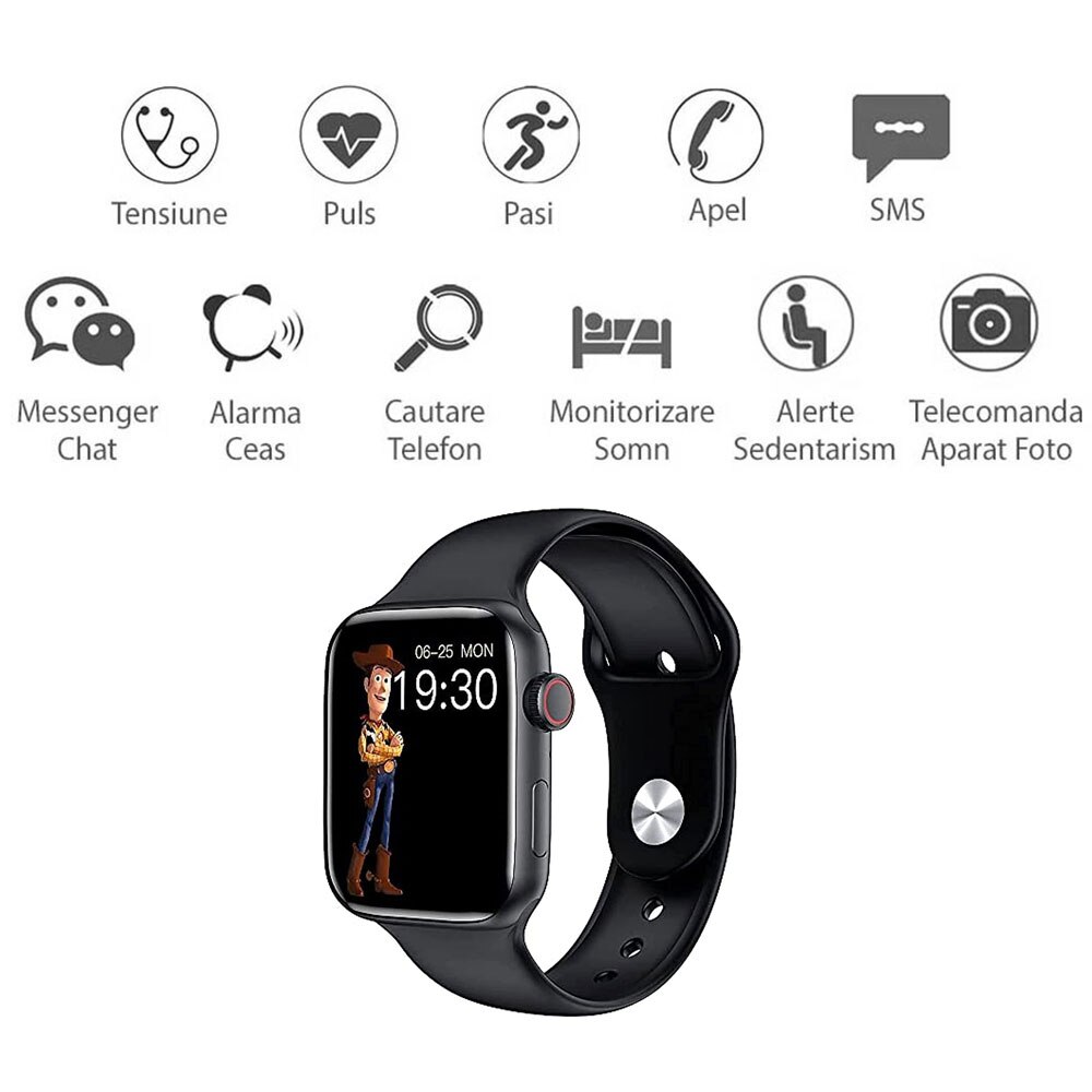 Ceas Smartwatch W8 SIKS, Incarcare Wireless, Monitorizare Cardiaca ...