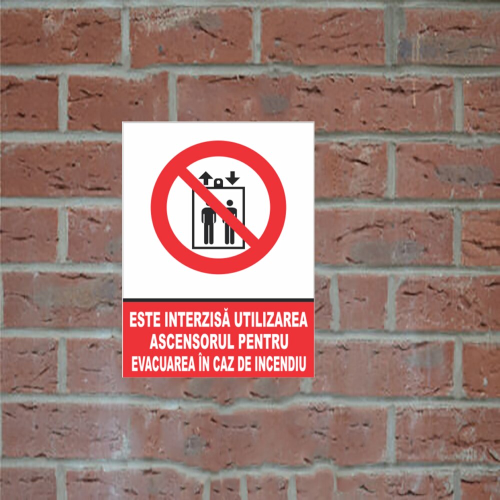 Sticker decorativ, indicator interzisa utilizarea ascensorului in caz ...