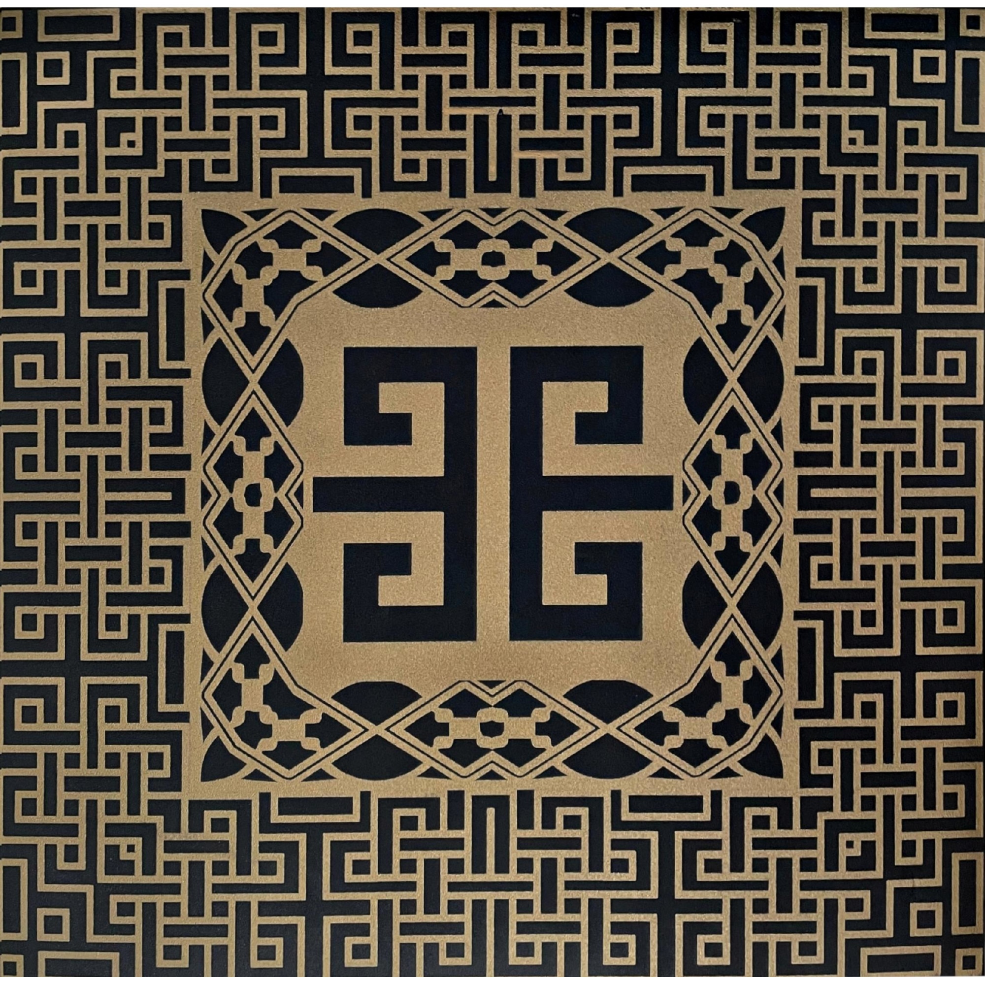 Panou de perete, Eurodeco, Polistiren, 50 x 50 cm, Verso, negru/auriu ...